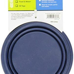 Petmate 23367 Silicone Round 1.5-Cup Travel Bowl for Pets, Navy Blue