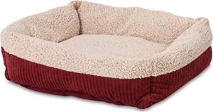 petmate aspen pet 80136 self warming rectangular lounger for pets, 24" x 20", warm spice with creme, barn red/cream