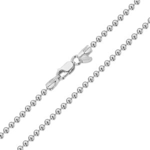 amberta 925 sterling silver 2 mm ball chain necklace length 20" inch / 50 cm (20)