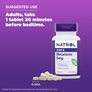 Natrol Melatonin 5 mg, Dietary Supplement for Restful Sleep, Sleep Supplements for Adults, 60 Melatonin Tablets, 60 Day Supply