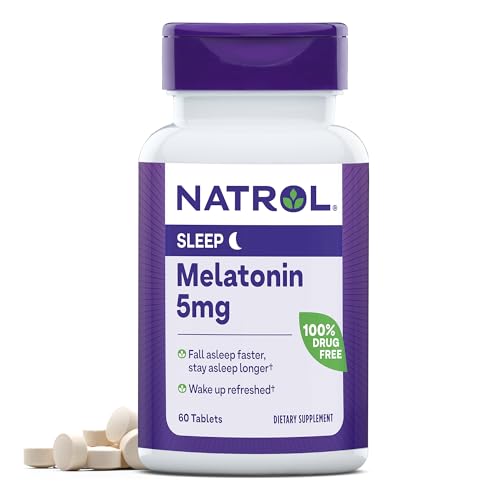 Natrol Melatonin 5 mg, Dietary Supplement for Restful Sleep, Sleep Supplements for Adults, 60 Melatonin Tablets, 60 Day Supply