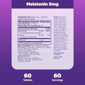 Natrol Melatonin 5 mg, Dietary Supplement for Restful Sleep, Sleep Supplements for Adults, 60 Melatonin Tablets, 60 Day Supply