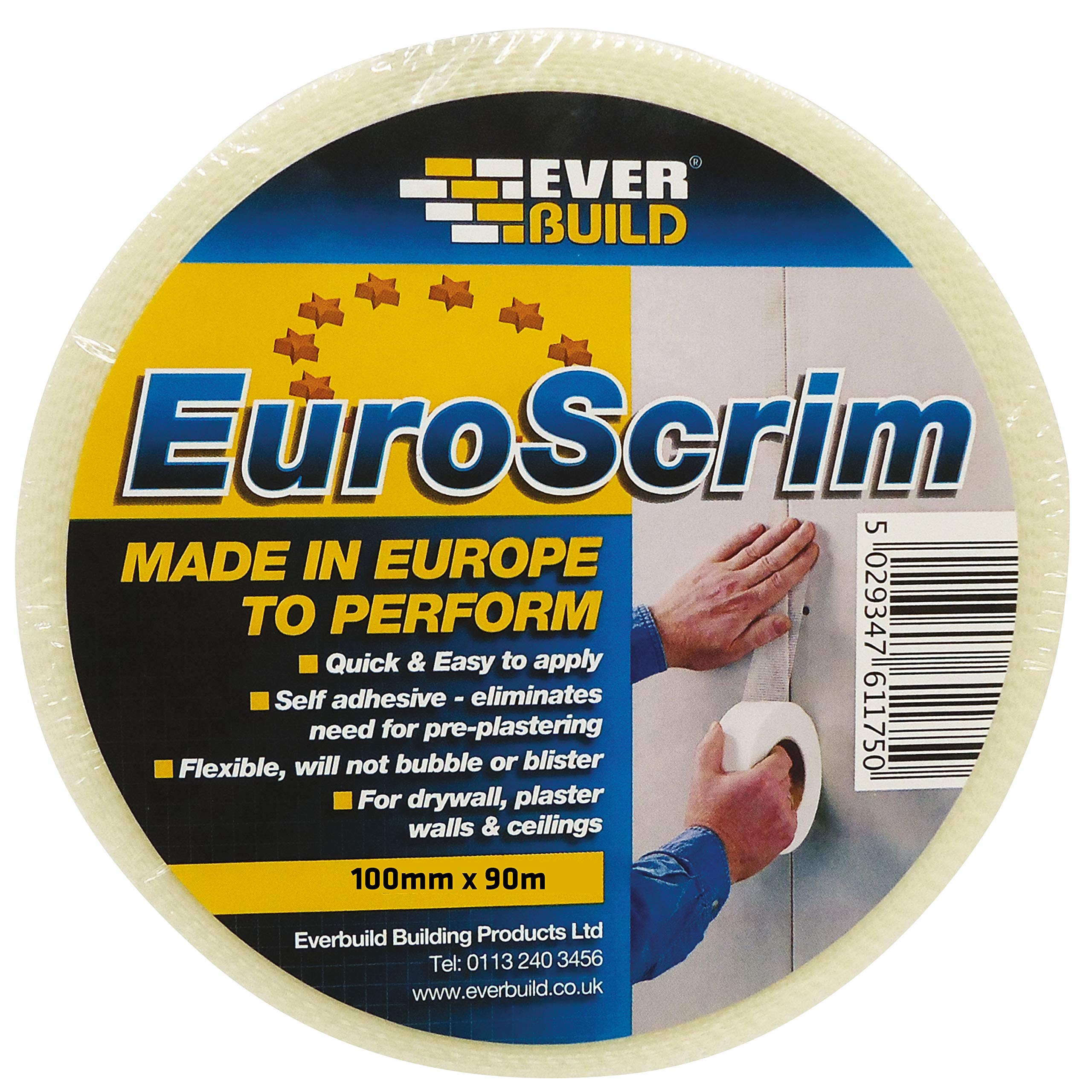 Everbuild EuroScrim Self Adhesive Scrim Tape, White, 100 mm x 90 m