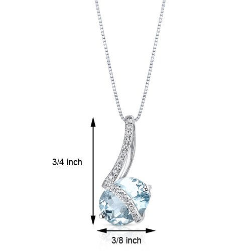 PEORA Aquamarine and Diamond Pendant for Women in 14K White Gold, 1.54 Carats Genuine and Natural Oval Shape Gemstone