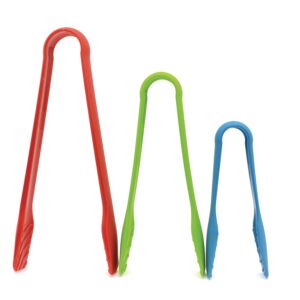 starfrit set of 3 snap fit tongs, red/green/blue