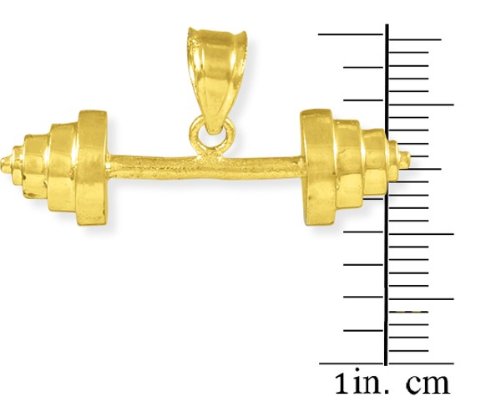 14k Gold Weightlifting Barbell Sports Pendant