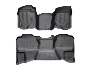 weathertech custom fit floorliners for silverado, silverado 1500, silverado 2500hd/3500hd, sierra 1500, sierra, sierra 2500hd/3500hd - 1st row (oth) & 2nd row (442941-440669), black