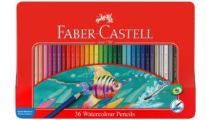 faber-castell 115931 watercolor pencil set of 36 assorted color tin case