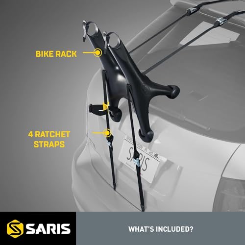 Saris Solo 1-Bike Trunk Rack - Zero Adjustments, Easy Install, 100% Recyclable Plastic Frame and Non-Rusting Material, Compact Solo Trunk Mounted Bicycle Rack