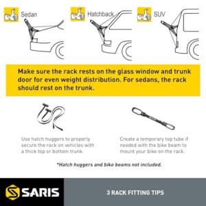 Saris Solo 1-Bike Trunk Rack - Zero Adjustments, Easy Install, 100% Recyclable Plastic Frame and Non-Rusting Material, Compact Solo Trunk Mounted Bicycle Rack