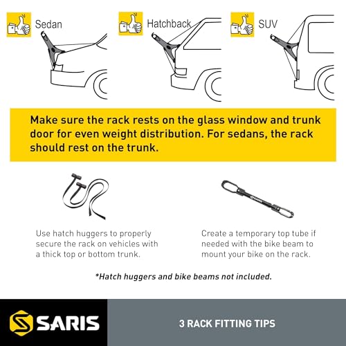 Saris Solo 1-Bike Trunk Rack - Zero Adjustments, Easy Install, 100% Recyclable Plastic Frame and Non-Rusting Material, Compact Solo Trunk Mounted Bicycle Rack