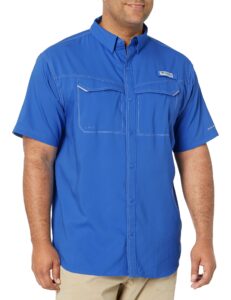 columbia men's low drag offshore short sleeve shirt, upf 40 protection, moisture wicking fabric, vivid blue, x-large