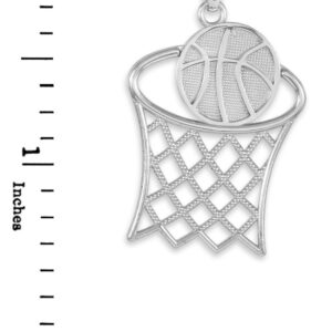 925 Sterling Silver Basketball Hoop Sports Charm Pendant