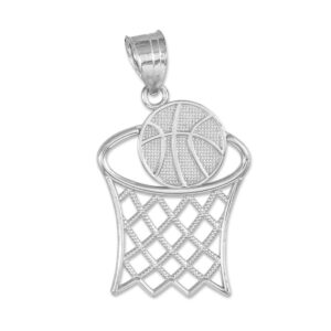 sports charms .925 sterling silver basketball hoop pendant only