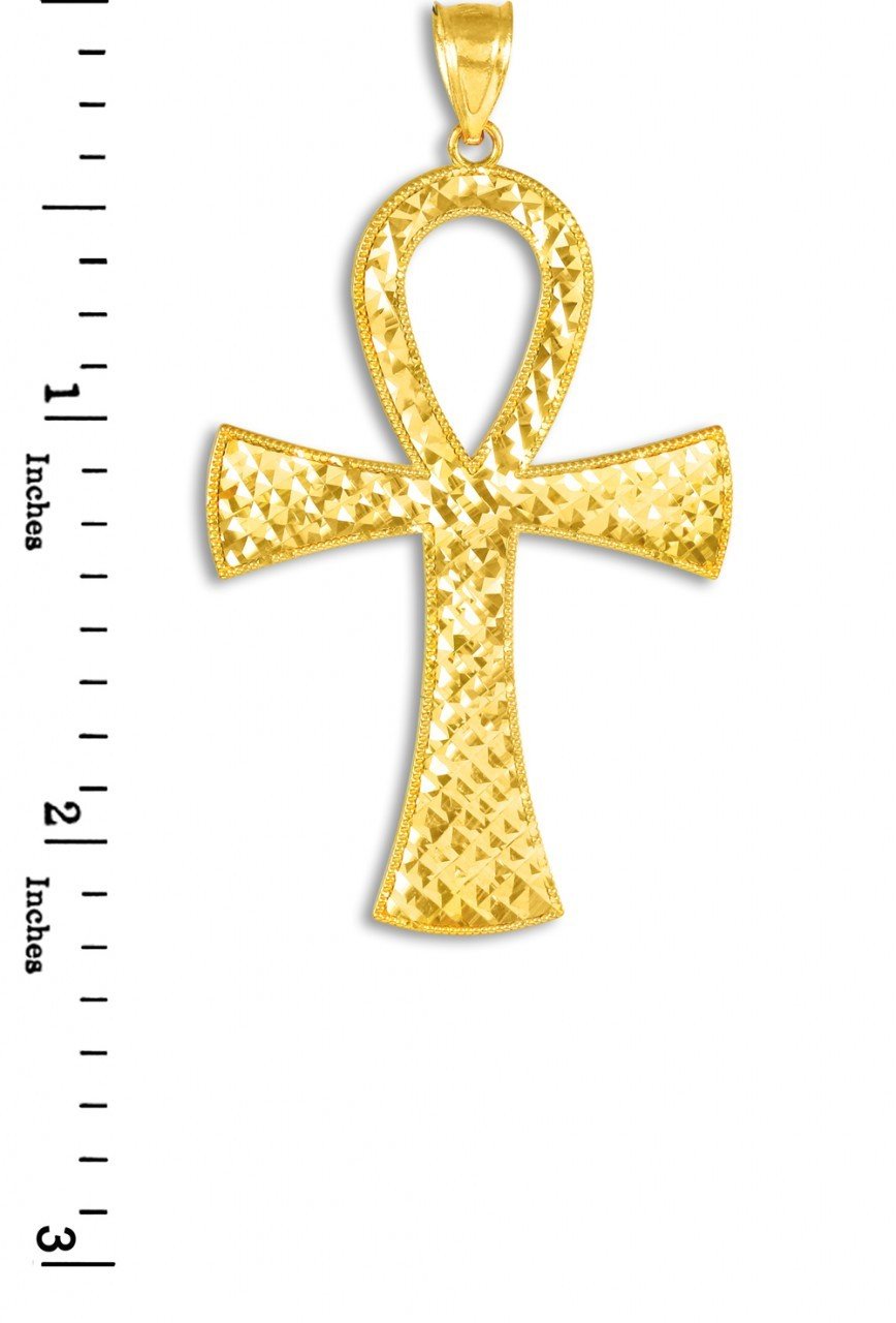 Fine 10k Yellow Gold Egyptian Ankh Cross Gold Pendant