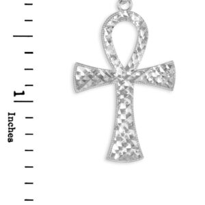 10k White Gold Egyptian Ankh Cross Pendant