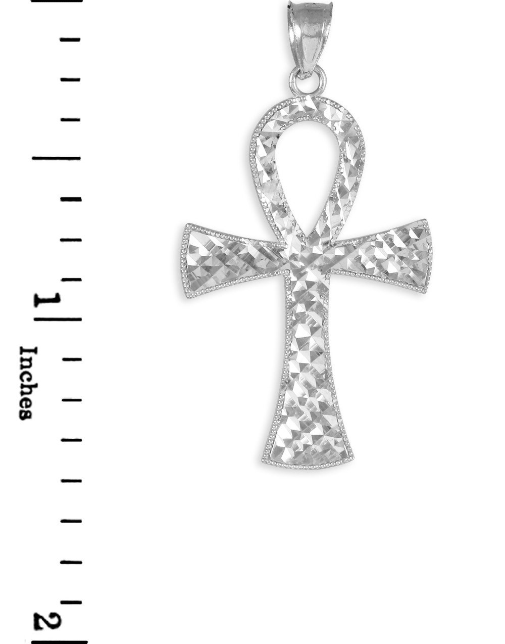 10k White Gold Egyptian Ankh Cross Pendant