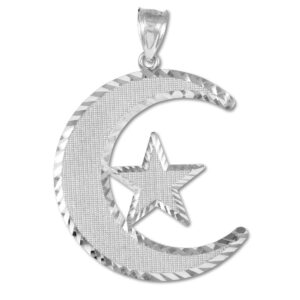 claddagh gold sterling silver islamic charm crescent moon and star pendant