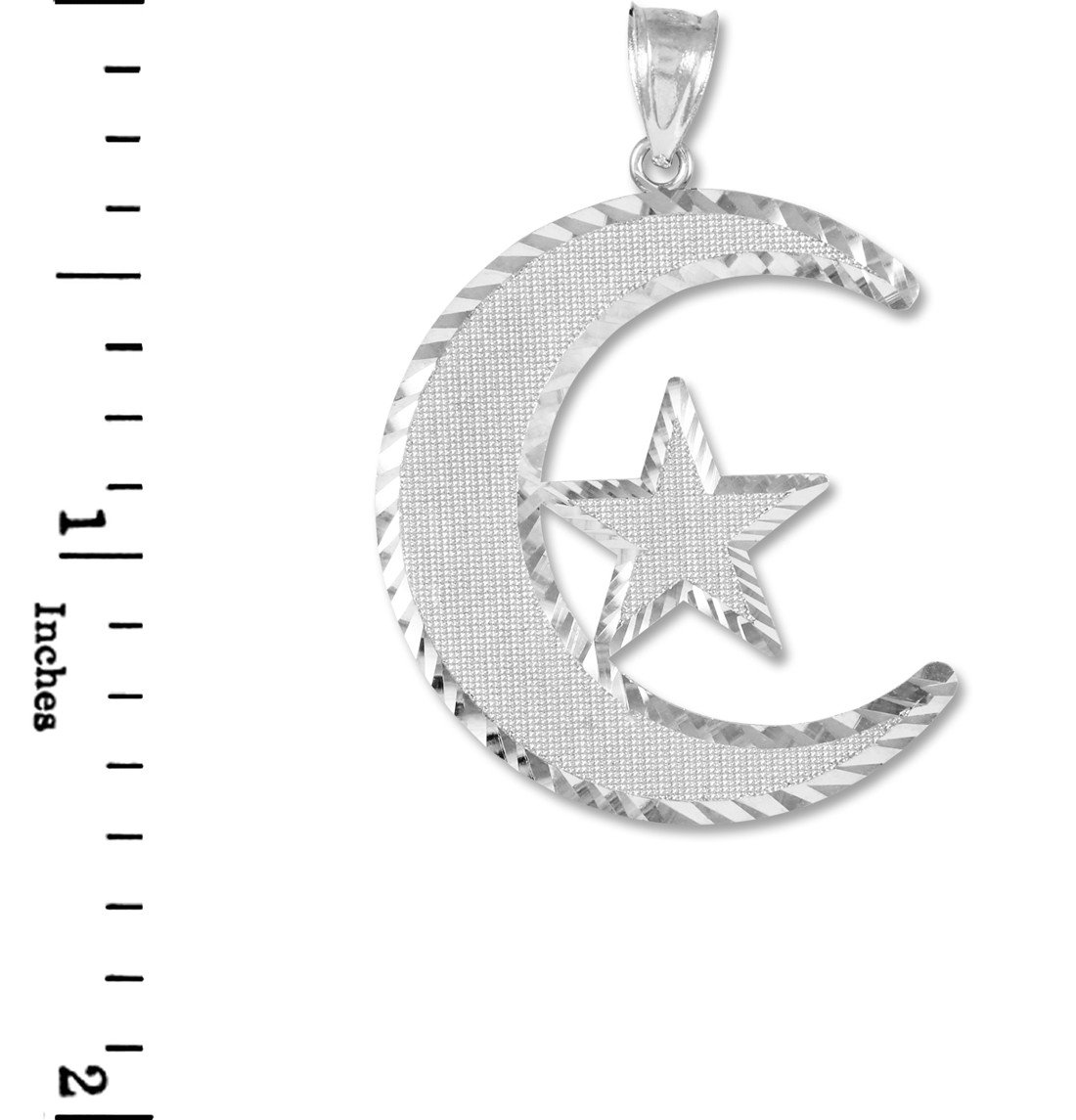 Claddagh Gold Sterling Silver Islamic Charm Crescent Moon and Star Pendant