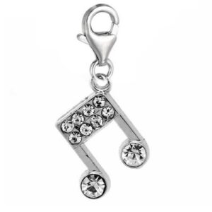 sexy sparkles musical note charm for european clip on jewelry with lobster clasp