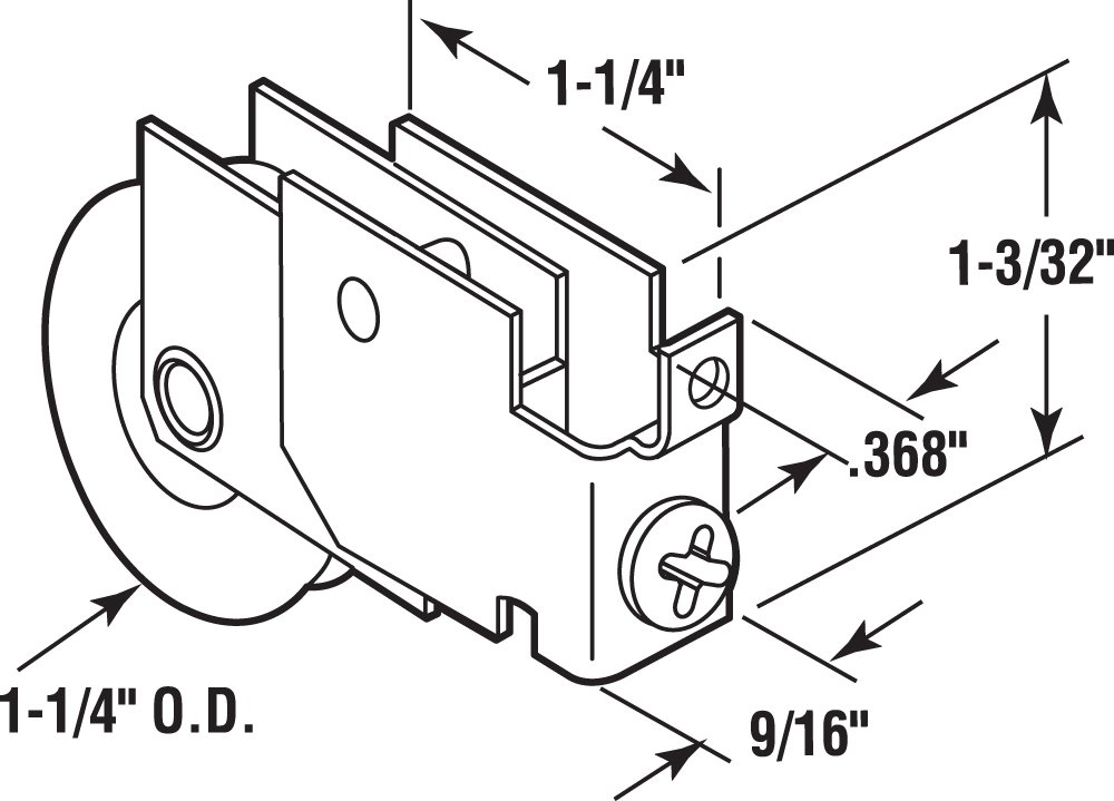 Prime-Line D 1773 1-1/4 In. Steel F-Tab Style Roller with Ball Bearing (Single Pack)