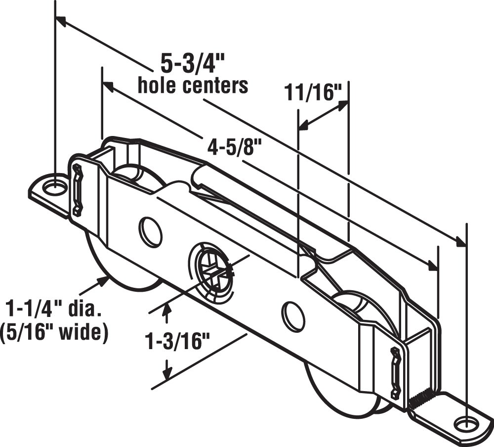 Prime-Line D 1780 1-1/4 In. Tandem Stainless Steel Roller Assembly with Ball Bearing Rollers (Single Pack)