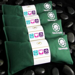 Happy Wraps Namaste Lavender Yoga Eye Pillows - Hot Cold Aromatherapy for Stress, Meditation, Spa, Relaxation Gifts - Set of 4 - Green Cotton