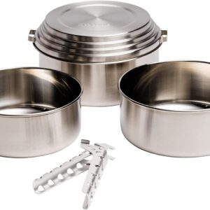 Solo Stove 3 Pot Set - Stainless Steel Camping Backpacking Cookware Kitchen Kit | Pot Gripper Included for Rocket Stove Camp Cooking