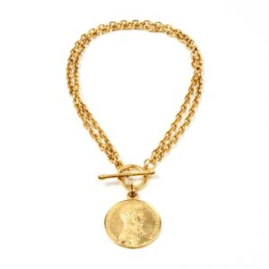 ben-amun jewelry "moroccan coins" collection, long and sort gold plated new york fashion jewelry, toggle necklace, one size (50640)