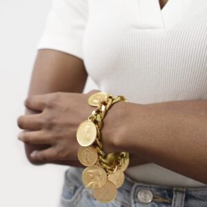 Ben-Amun "Moroccan Coins" Bracelet, Vintage, Elegant, Luxury Jewelry For Women, 7 inch", 24k Gold