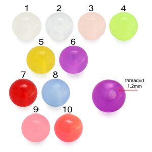 Curved Barbells 16Gx3/8 (1.2x10MM) Flexible Banana with 3MM UV Ball Eyebrow Rings - 10 Pieces Assorted Color as Show