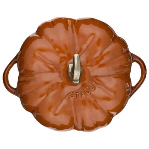 STAUB Cast Iron 3.5 Qt Pumpkin Dutch Oven, Cocotte, Burnt Orange, Made in France