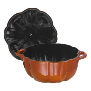 STAUB Cast Iron 3.5 Qt Pumpkin Dutch Oven, Cocotte, Burnt Orange, Made in France