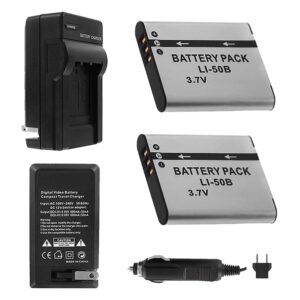 li-50b battery 2-pack bundle with rapid travel charger and ultrapro accessory kit for select olympus cameras including stylus tough 6000, stylus tough 6020, stylus tough 8000, and stylus tough 8010