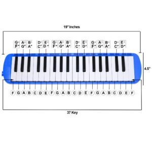 Fever Blue 37 Key Melodica with Protective Bag