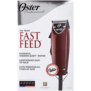 Oster Fast Feed Hair Clipper with Whisper-Quiet Motor, and Cryogen-X Blade Adjusts from (Size 000) to Medium Length (Size 1), Lightweight and Ergonomically Designed