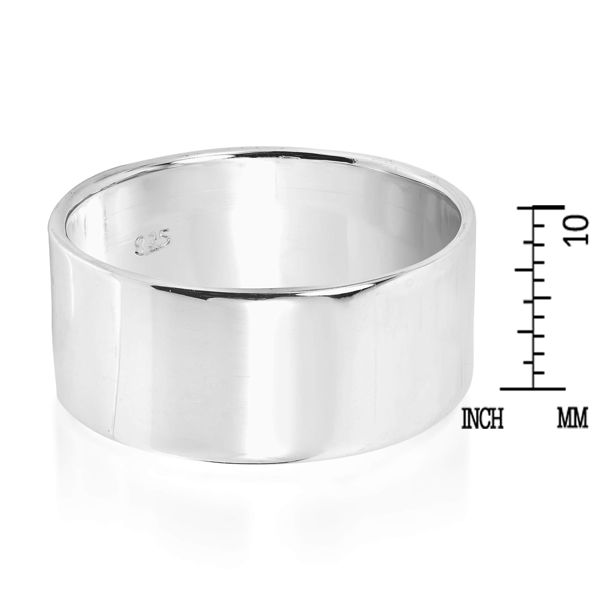 AeraVida Plain Cigar Band 10mm Width .925 Silver Ring | Statement Fashion, Promise Ring, Couple Unisex Ring | Size 10