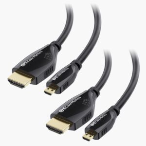 cable matters 2-pack high speed hdmi to micro hdmi cable 3 ft (micro hdmi to hdmi) 4k resolution ready