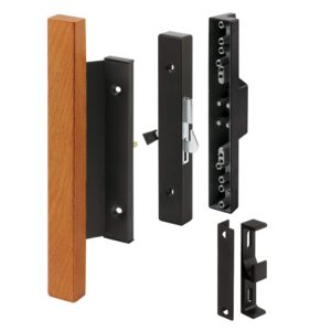 prime-line c 1105 black diecast with hardwood handle surface hook sliding patio door pull (single pack)