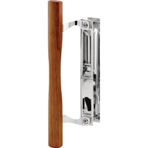 prime-line c 1148 chrome diecast sliding door handle set with wood pull, fits acorn doors (single pack)