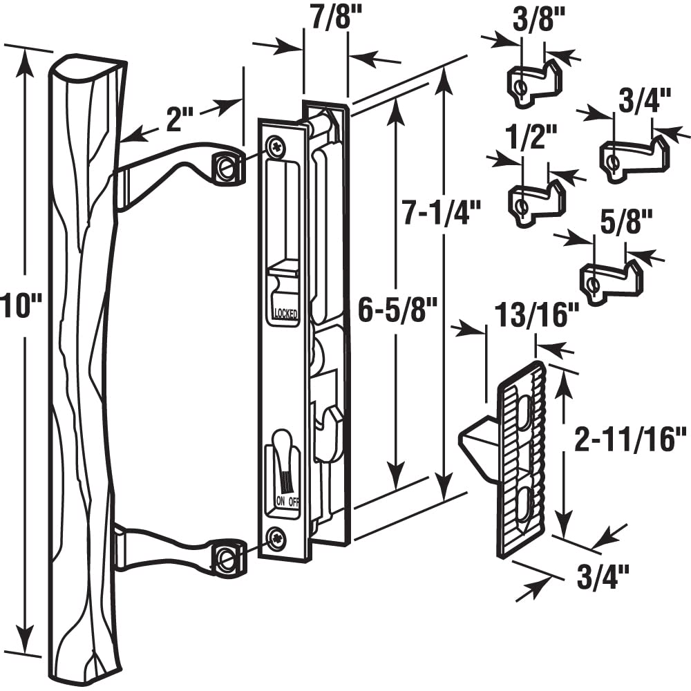 Prime-Line C 1148 Chrome Diecast Sliding Door Handle Set with Wood Pull, fits Acorn Doors (Single Pack)