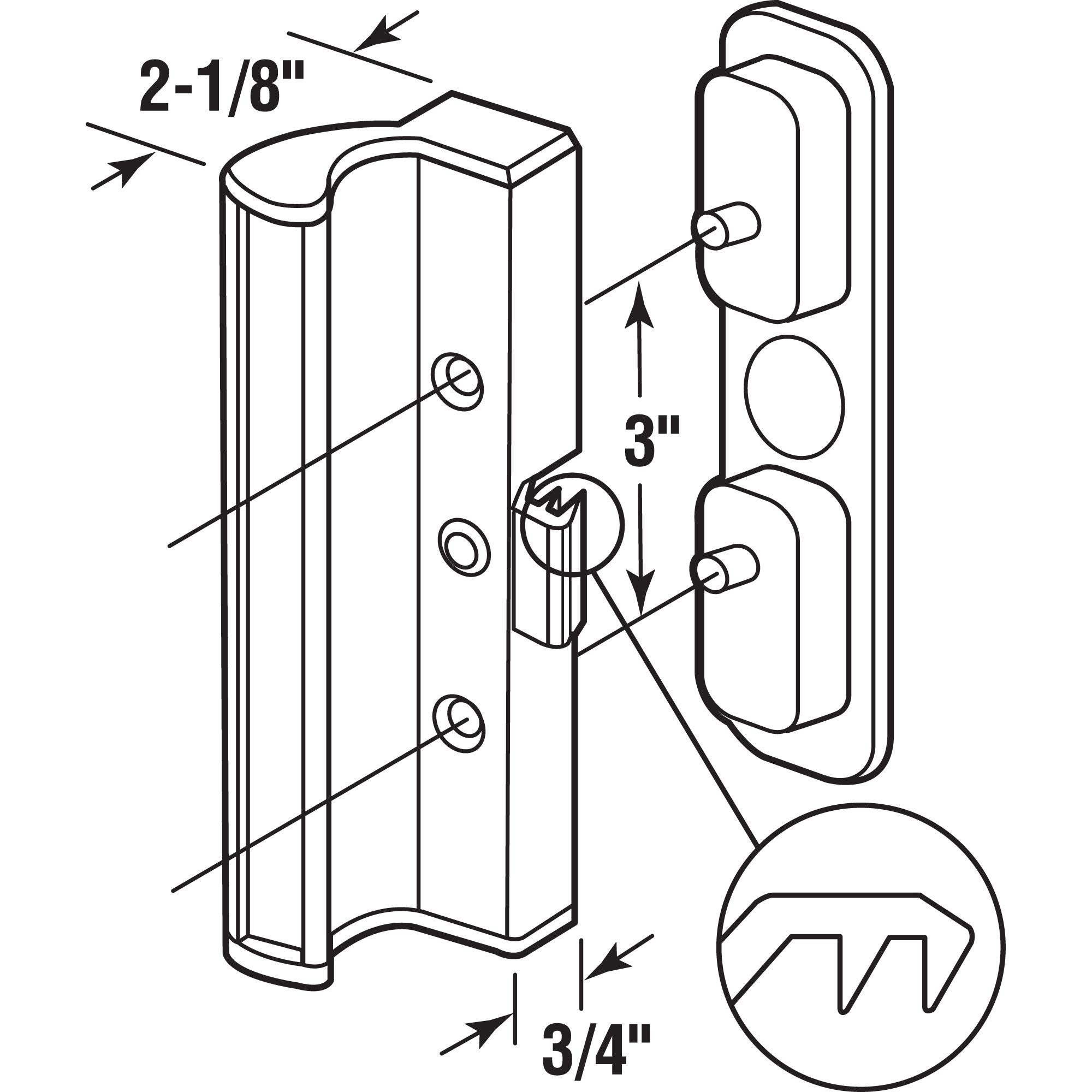 Prime-Line C 1202 Sliding Door Handle, single pack, White