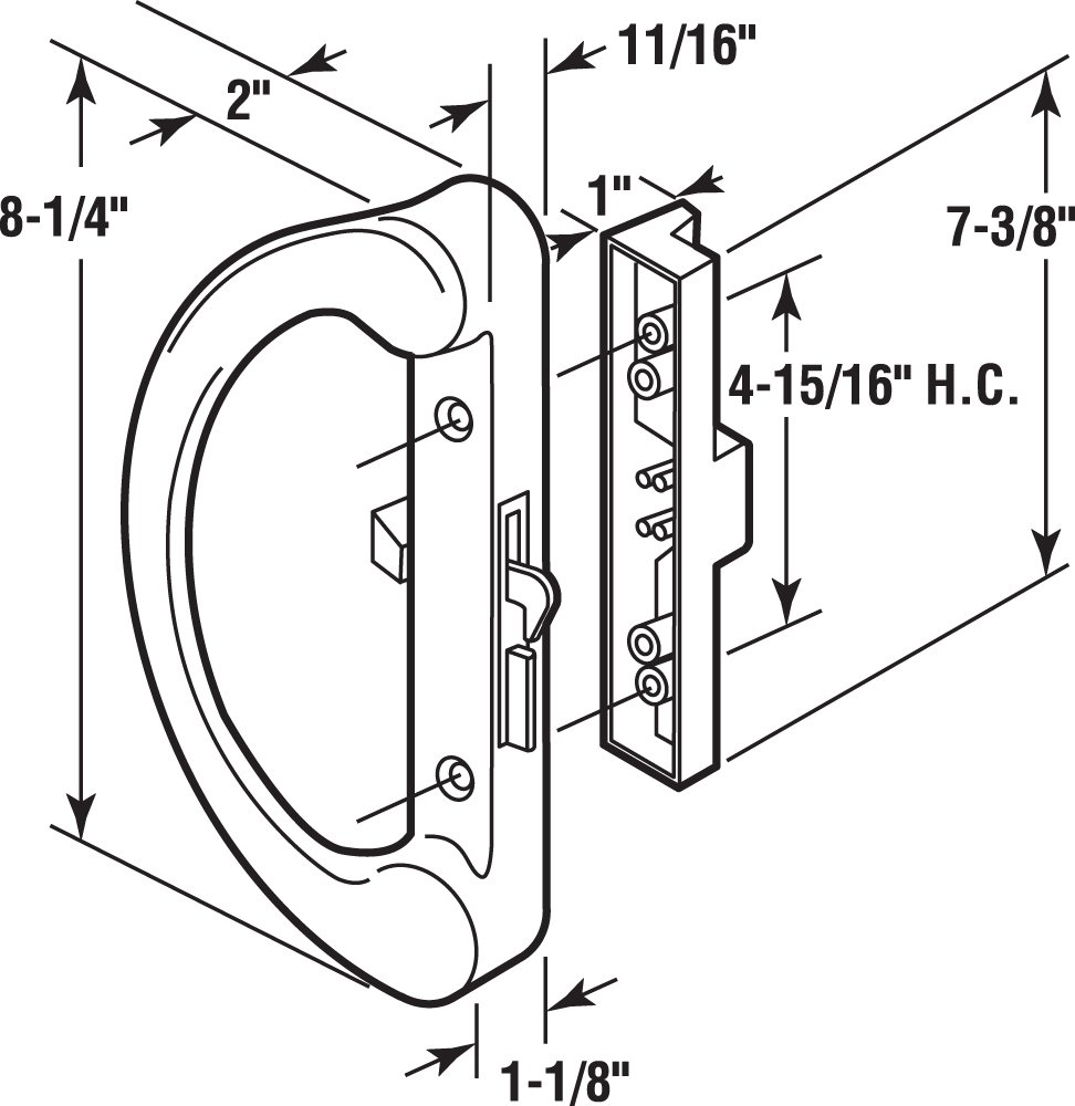 Prime-Line C 1253 Sliding Door Handle, single pack, White