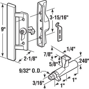 Prime-Line C 1259 Sliding Glass Door Handle Set, 3-15/16 In., Diecast and Wood, Black (Single Pack)