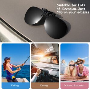 Costyle Black Grey Retro Polarized Clip on Flip up Plastic Sunglasses Driving Fishing Traveling