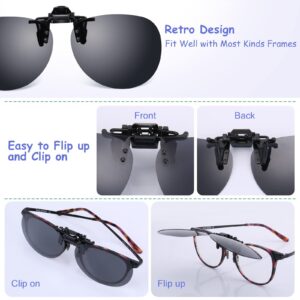 Costyle Black Grey Retro Polarized Clip on Flip up Plastic Sunglasses Driving Fishing Traveling