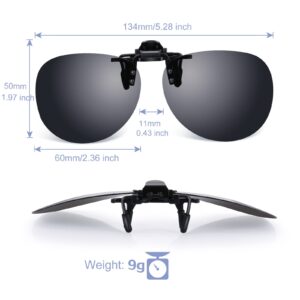 Costyle Black Grey Retro Polarized Clip on Flip up Plastic Sunglasses Driving Fishing Traveling