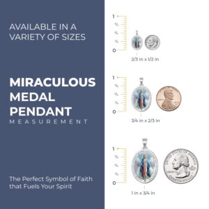 PicturesOnGold.com Sterling Silver Virgin Mary Catholic Oval Miraculous Medal Necklace Pendant for Women (Sterling Silver - 2/3 Inch X 3/4 Inch)