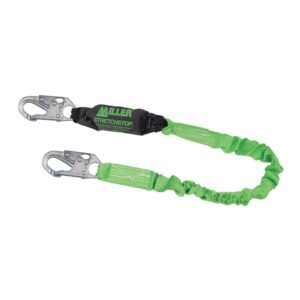 miller by honeywell 8798rss-z7/6ftgn ansi z359-2007 compliant stretchable web lanyard with shock-absorber, 6' double leg