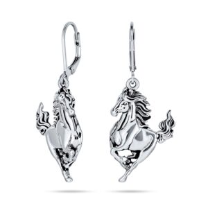 equestrian equine gift cowgirl dangle galloping horse earrings western jewelry for women teen .925 sterling silver lever back